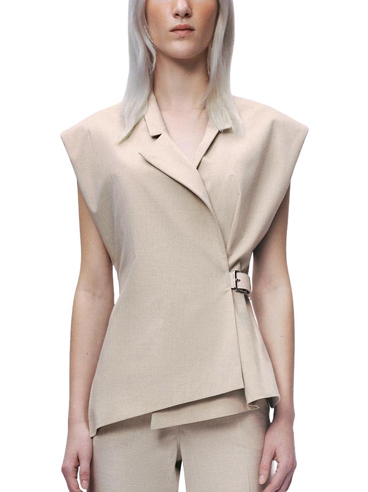 NOCTURNE Belted Double Breasted Vest